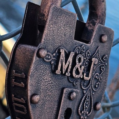 Love Lock, Unity Ceremony, Personalized Padlock, Flower Garden Wall Art ...