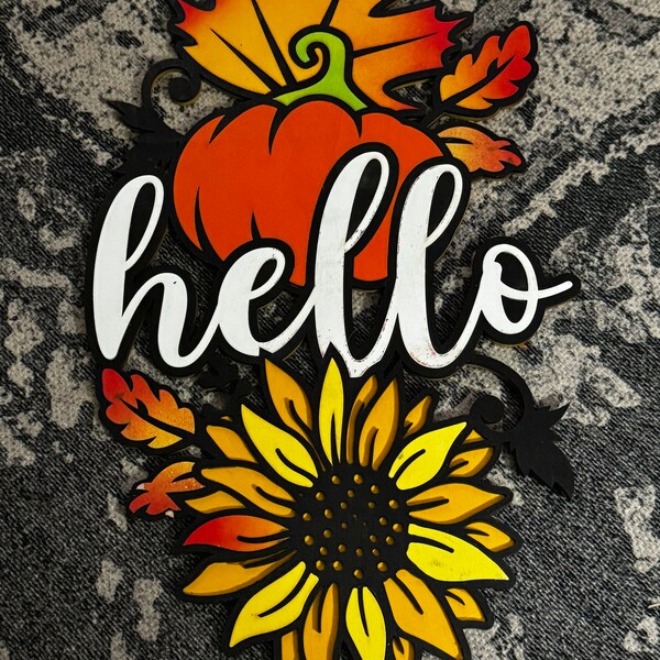 Hello Fall Sign - Laser Ready File - Glowforge and ALL Lasers or Cricut ...
