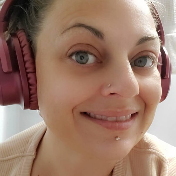 14k Solid White Gold Solitaire Diamond Cartilage Stud Internal Threaded ...