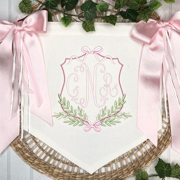 Bows and Branches Monogram Baby Floral Crest Stitch Machine Embroidery ...