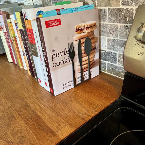 Fork Knife Spoon Kitchen Cookbook Bookend | Kitchen Bookend Cookbook ...