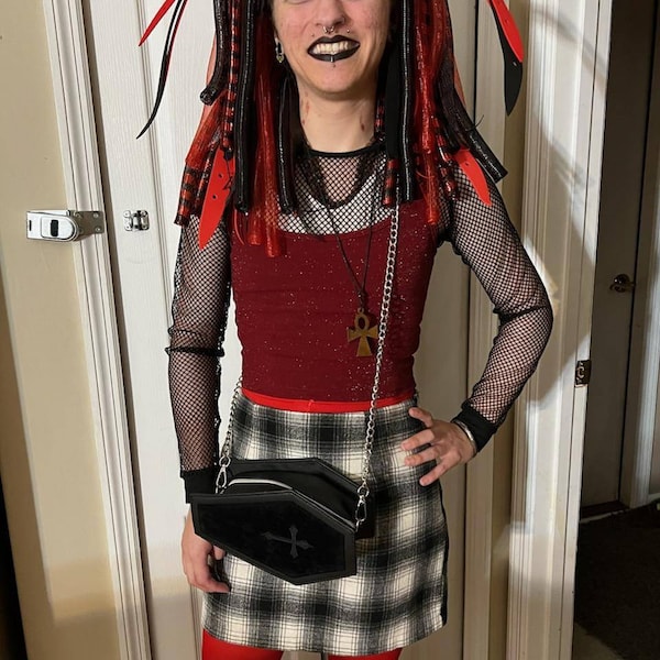 Cyberlox Dread Goth Red Black Redweb Metallic Hair Falls - Etsy
