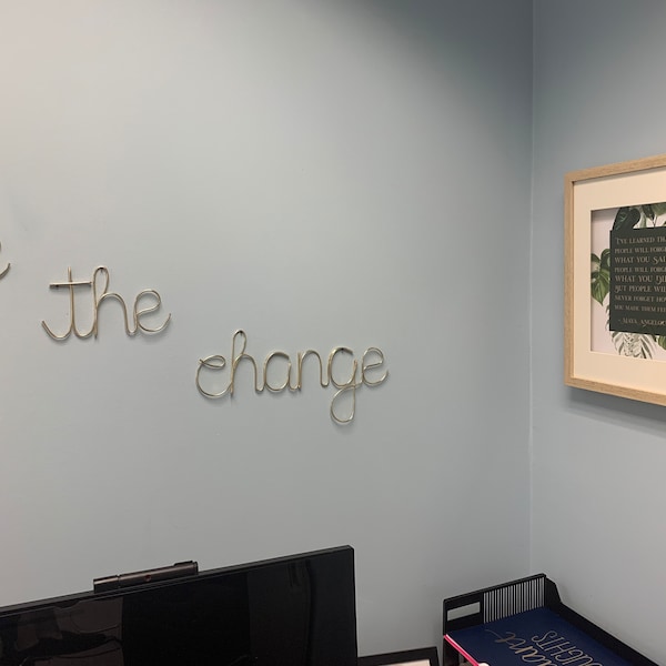 Be the Change Sign, Motivational Signs, Word Wall Art, Gold Wire Words ...