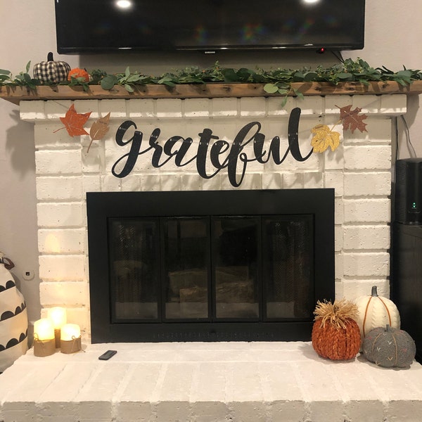 Grateful Banner, Fall Banner, Thanksgiving Decorations, Gold Glitter ...