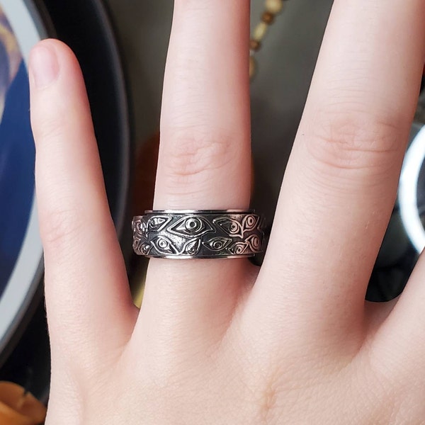 Fidget Ring Moon Stars Sun Anxiety Ring Spinner Silver Gold Spinner ...