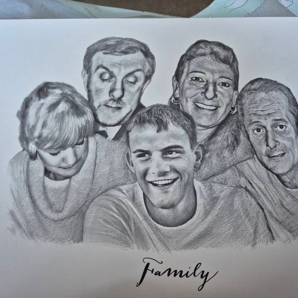 Family Portrait, Pencil Sketch, Family Sketch, Pencil Drawing, Photo ...
