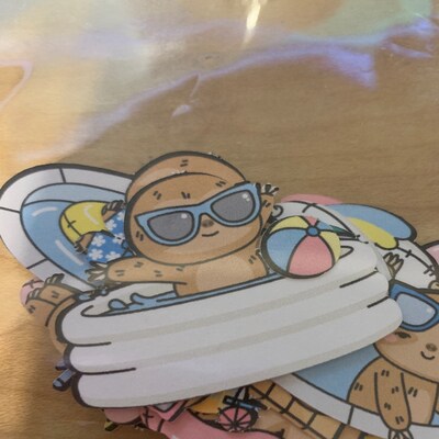 Premium Vector Clipart Kawaii Sloth Cute Sloth Pool Party Clipart Pool ...