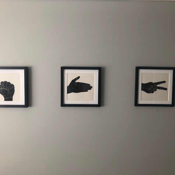 Rock Paper Scissors Set of 3 Printable Wall Art, Paper Scissors Rock ...