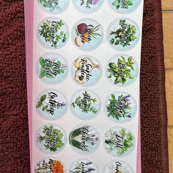 Herb Jar Label BUNDLE for Lids, Glass, or Plastic - Sheet of 30 - Mason ...