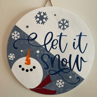 Let It Snow Snowman SVG Christmas Split Round Design - Etsy