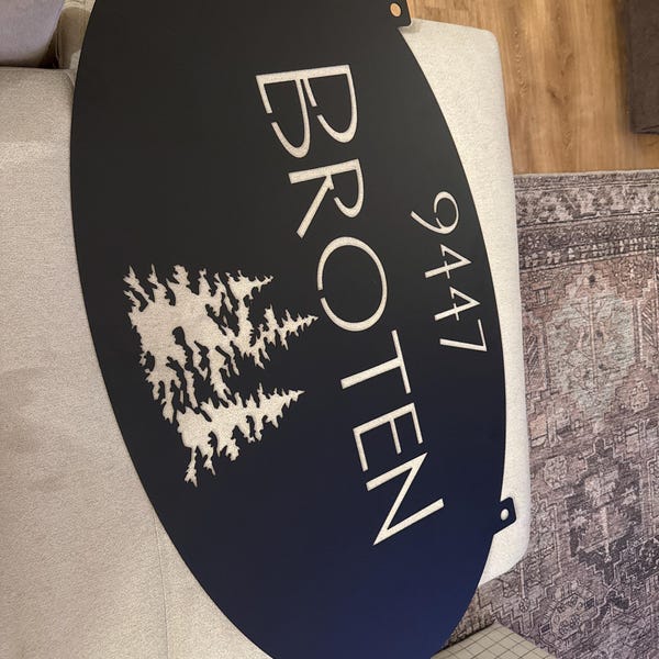 Personal Sign Evergreen Custom Door Plaque Oval Metal Address Sign ...