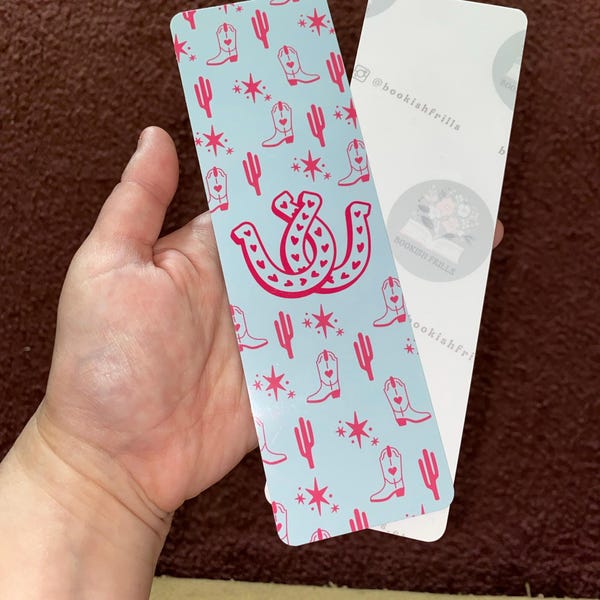 Country Cowgirl Bookmark | Blue and Pink Cowgirl Bookmark | Heart ...