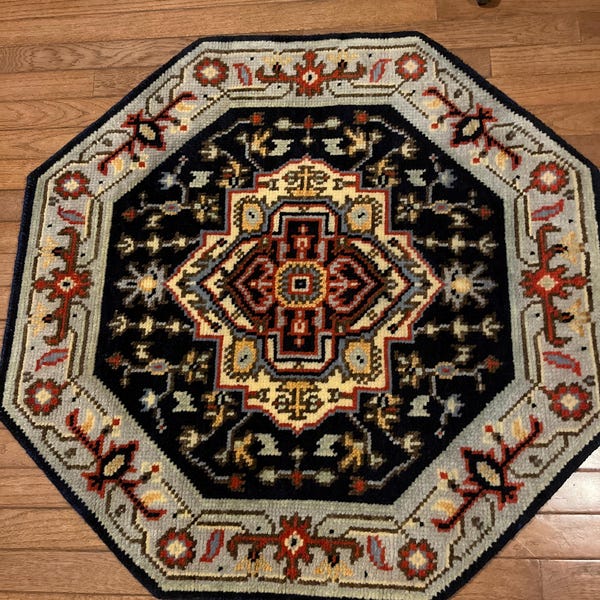 Hand Carved Rug Beige Fine Wool Leaf Design, Loom Knotted Area Rug for ...