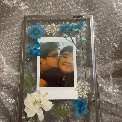 Pressed Flower Picture Frame and Custom Message Gold Hanging Frame ...