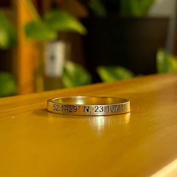 Coordinates Jewelry • Custom Location Stacking Rings • Dainty Latitude ...