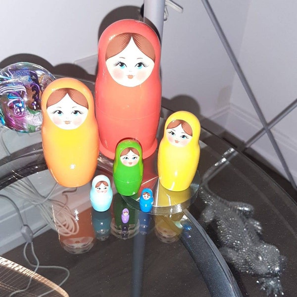 Matryoshka Rainbow Nesting Dolls 7 Pcs, Wooden Babushka, Montessori ...