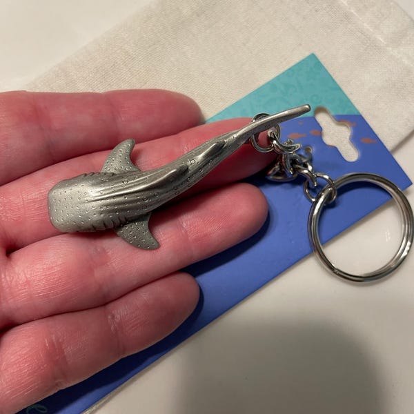 Pewter Whale Shark Keychain: Ocean Lover Gift - Etsy