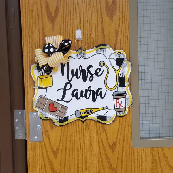 Nurse Door Hanger, Nurse, Nurse Gift, Clinic Decor, School, Nurse Decor ...