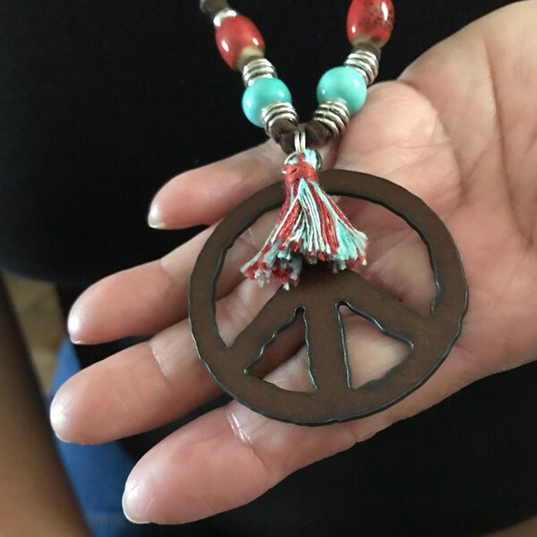 Rusted Iron Crescent Moon Necklace/western Beaded Jewelry/cowgirl ...