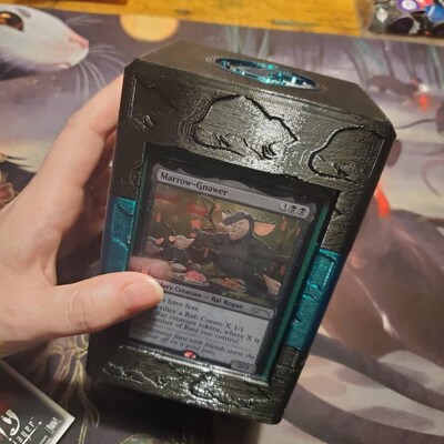 MTG Commander Sized Deck Box W Toploader Slot and Dice Compartment Tray ...