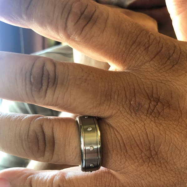 Mens Unique Ring Men's Diamond Spinner Ring Mixed Metal Jewelry ...