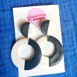 Retro Orange and White Print Slanted Rectangle Dangle Polymer - Etsy