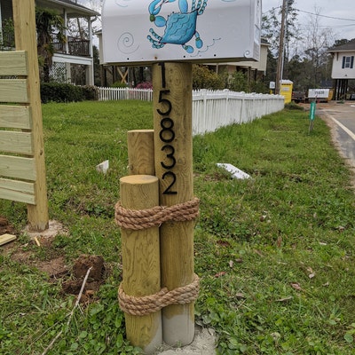 Nautical Piling Rustic MAILBOX POST W/in-ground Mounting Kit 'natural ...