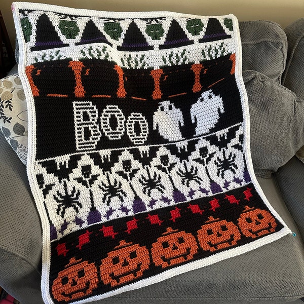 Boo! Halloween Crochet Pattern, Overlay Mosaic Crochet, PDF Digital ...