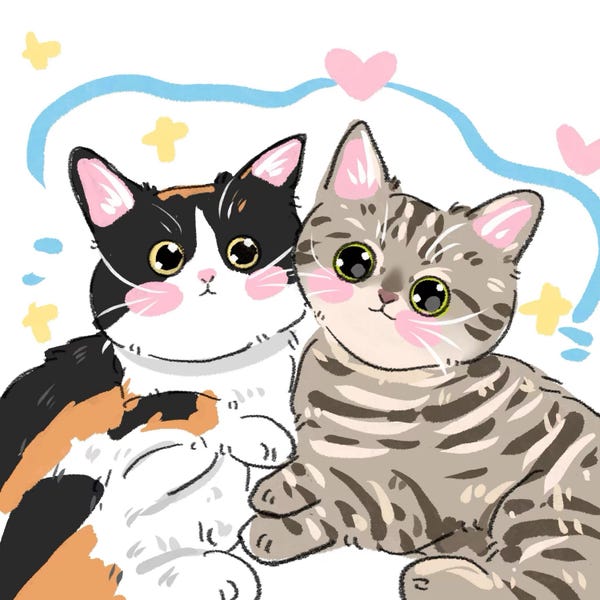 Custom Cute Chibi Portrait Couple Cartoon Art Illustration Commission ...