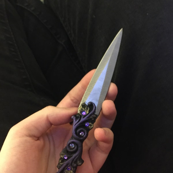 Mini Wiccan Athame Swirls Crystal Blade / Wicca Ritual Knife Ritual ...