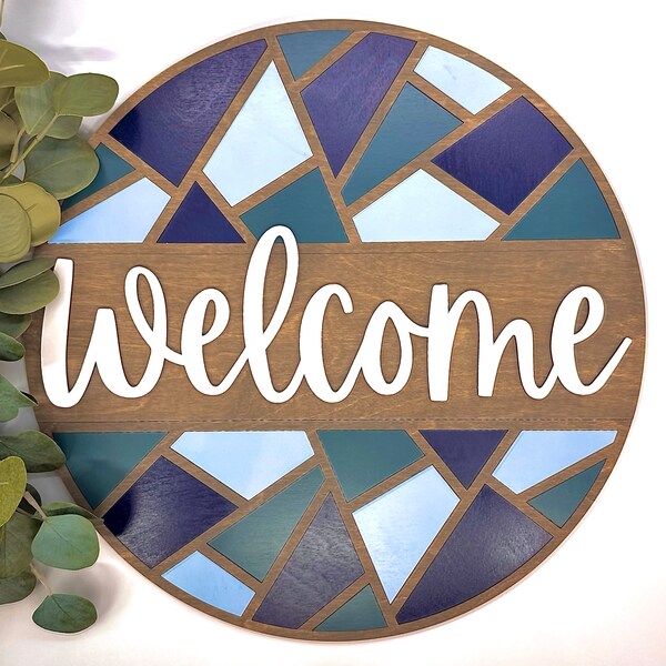 Abstract Geometric Welcome Sign, Digital Download, Round Door Hanger ...