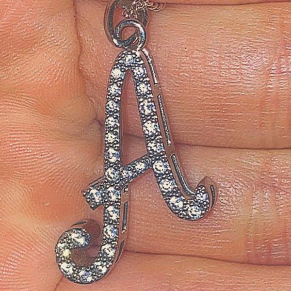 Initial Necklace 24 KT Gold Filled and Silver CZ Diamonds Regina George ...