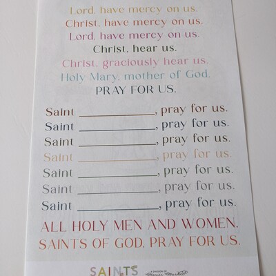 My Litany of Saints Kids Activity Sheet. Pray for Us Saint Coloring ...