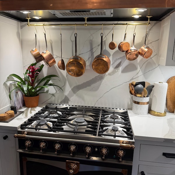 Unlacquered Brass Pot Rack Wall Mount for Kitchen With "s" Hooks ...