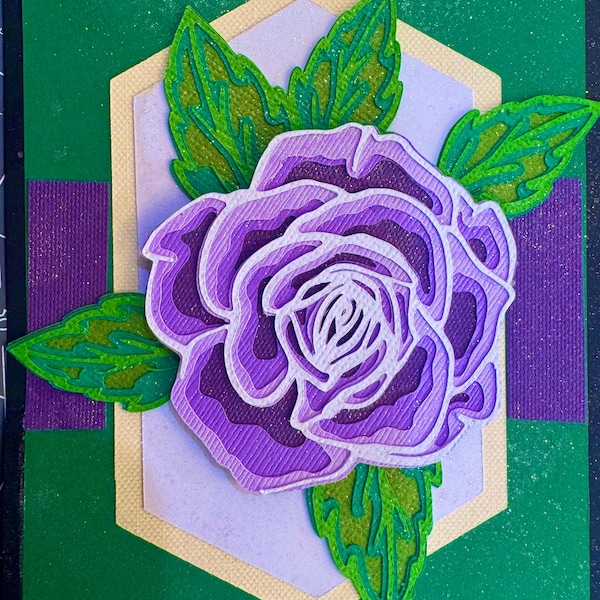 3D Layered Rose With Leaves SVG PDF EPS, Layered Flower Svg, Layered ...