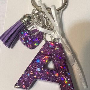Custom Purple Flower Resin Keychain, Personalized Pressed Dried Floral ...