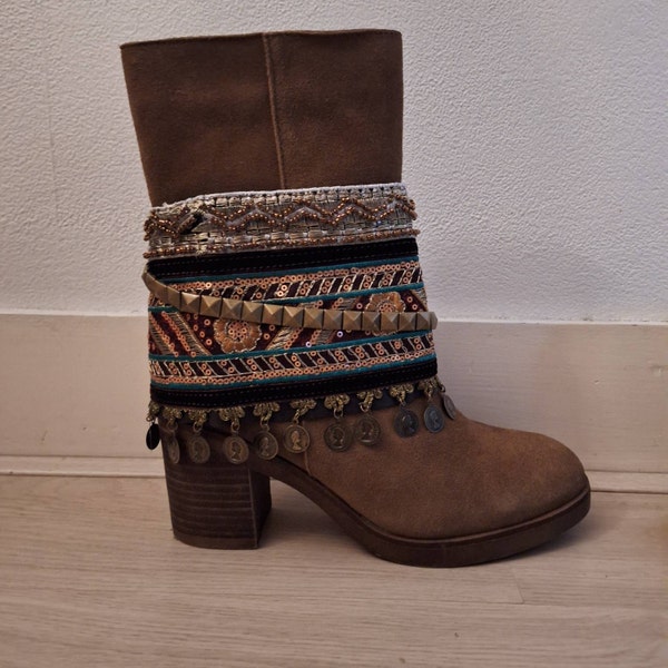 Boho ADJUSTABLE BOOT CUFFS - Tribal Ankle Covers for Casual Wear and ...