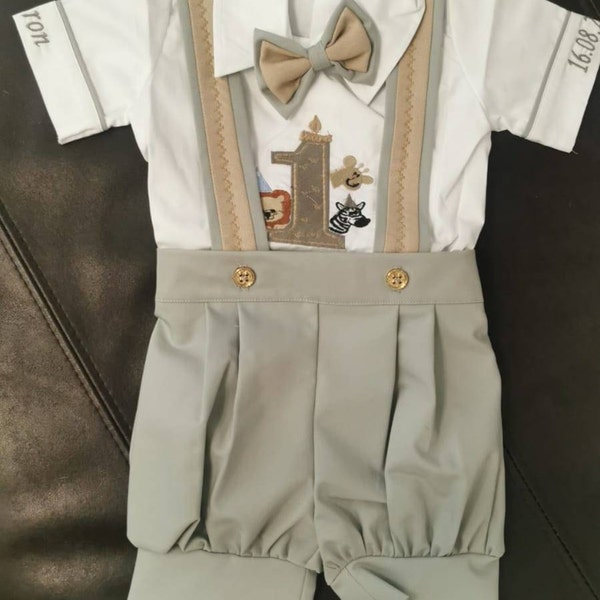 Personalized Baby Boys 1st Birthday Suit Set Safari Jungle Animals ...