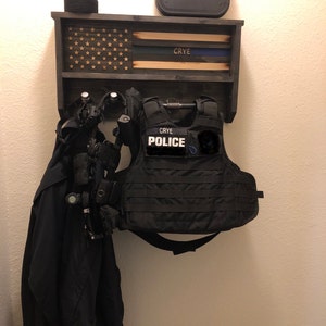 Rustic, Weathered, Compact, Wall Mounted Duty/gear Rack, Wooden, Police ...