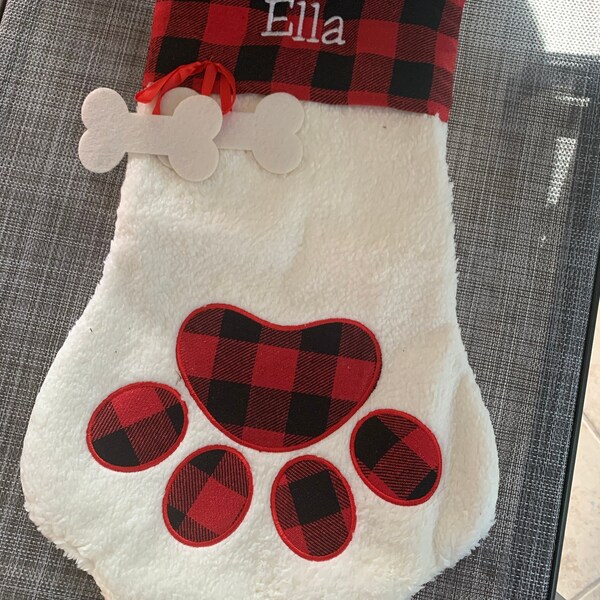 Personalized Dog Stockings - Buffalo Plaid Family Stockings - Dog ...