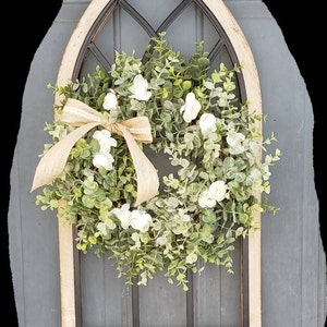 Cathedral Window Frame With Wreath/window Frame With Wreath/wall Decor ...