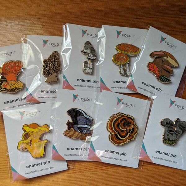 9 Mushroom Hard Enamel Pin Set,mushroom Enamel Pin,morel Mushroom ...