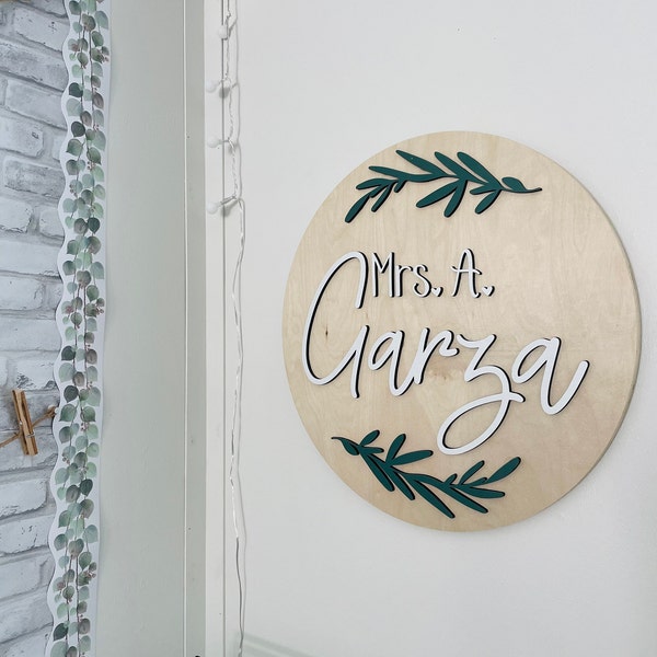 Teacher Name Sign, Teacher Appreciation Gift, Round Teacher Sign, Door ...
