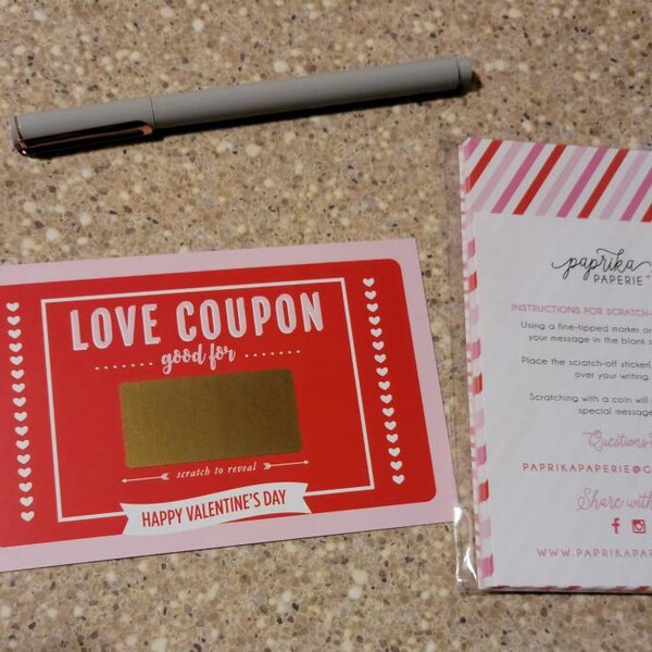 Scratch-off Love Coupons Scratch off Voucher Valentines Gift for Her ...