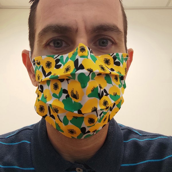 Pink/white Striped Face Mask Preppy Cotton Lightweight With Nose Wire ...