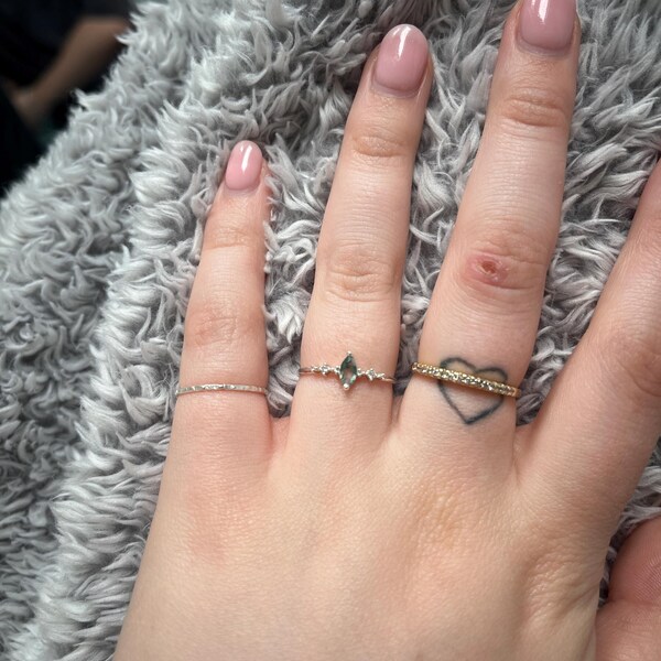 Art Deco Style Marquise Cut Moss Agate Promise Ring for Her, Unique ...