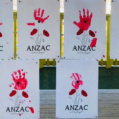 ANZAC Remembrance Day / Handprint Art / Lest We Forget / Poppy Flower ...