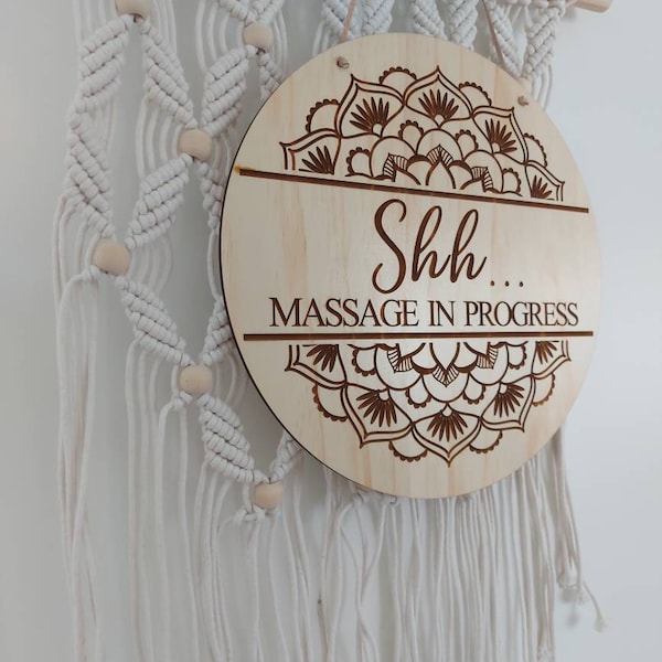 Shh... Massage in Progress Wooden Hanging Door Sign | Engraved ...