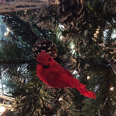 Artificial Birds 6 Decorative Artificial Cardinals ON CLIPS Craft ...
