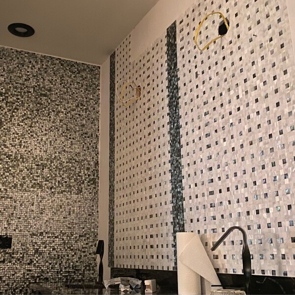Handmade Groutless Black Brick Mother of Pearl Mosaic Tile for Bathroom ...